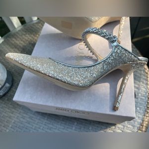Jimmy Choo | Shoes | Jimmy Choo Silver Heels 4 12 | Poshmark